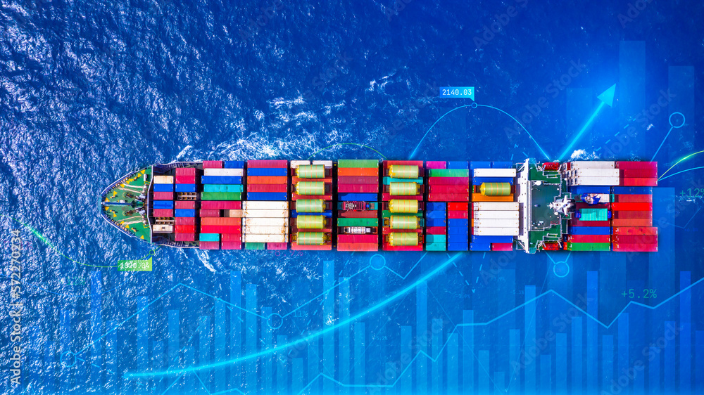 Container cargo ship global business logistics import export freight ...