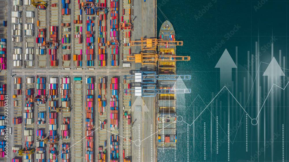 Container cargo ship global business logistics import export freight ...