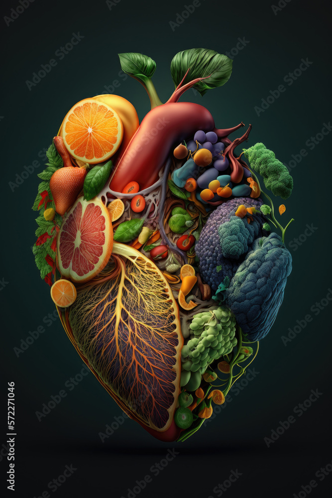 human heart made of fruits and vegetables Stock Illustration | Adobe Stock