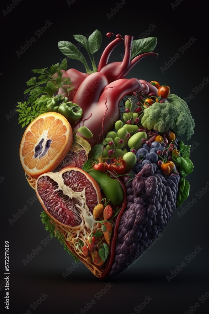 human heart made of fruits and vegetables Stock Illustration | Adobe Stock