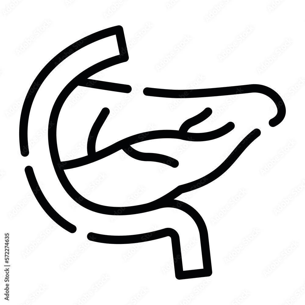 The pancreas is a long, flat gland that lies in the abdomen behind the ...