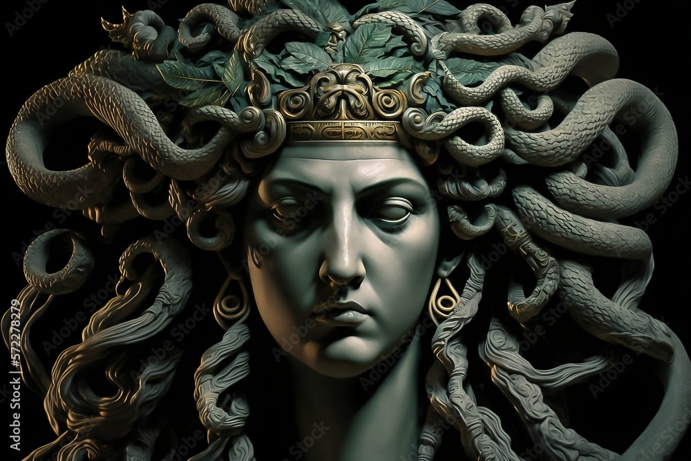 ภาพประกอบสต็อก medusa, generative AI, Gorgon, Perseus, Athena, Zeus ...