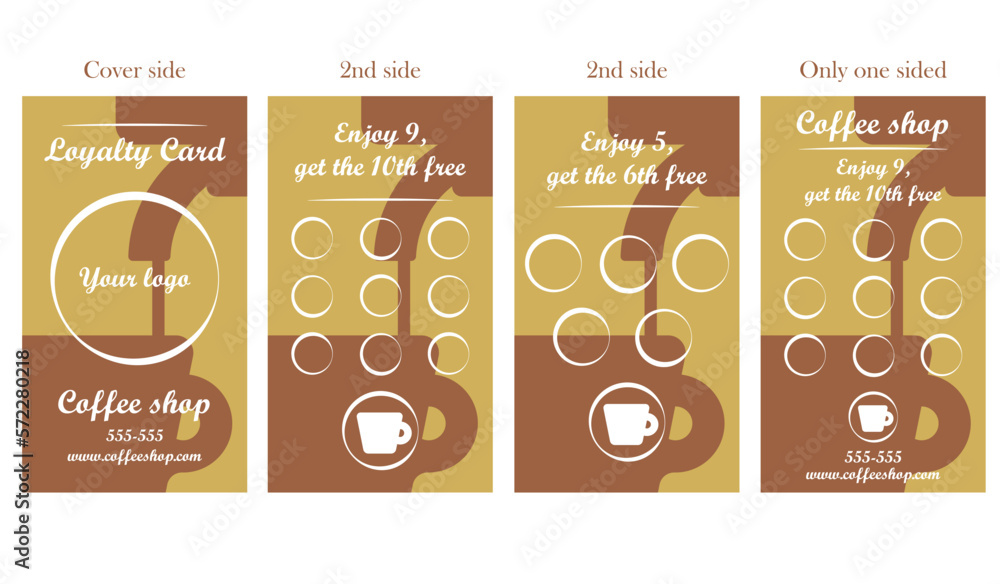 Coffee loyalty card template to print with cup and coffee machine ...
