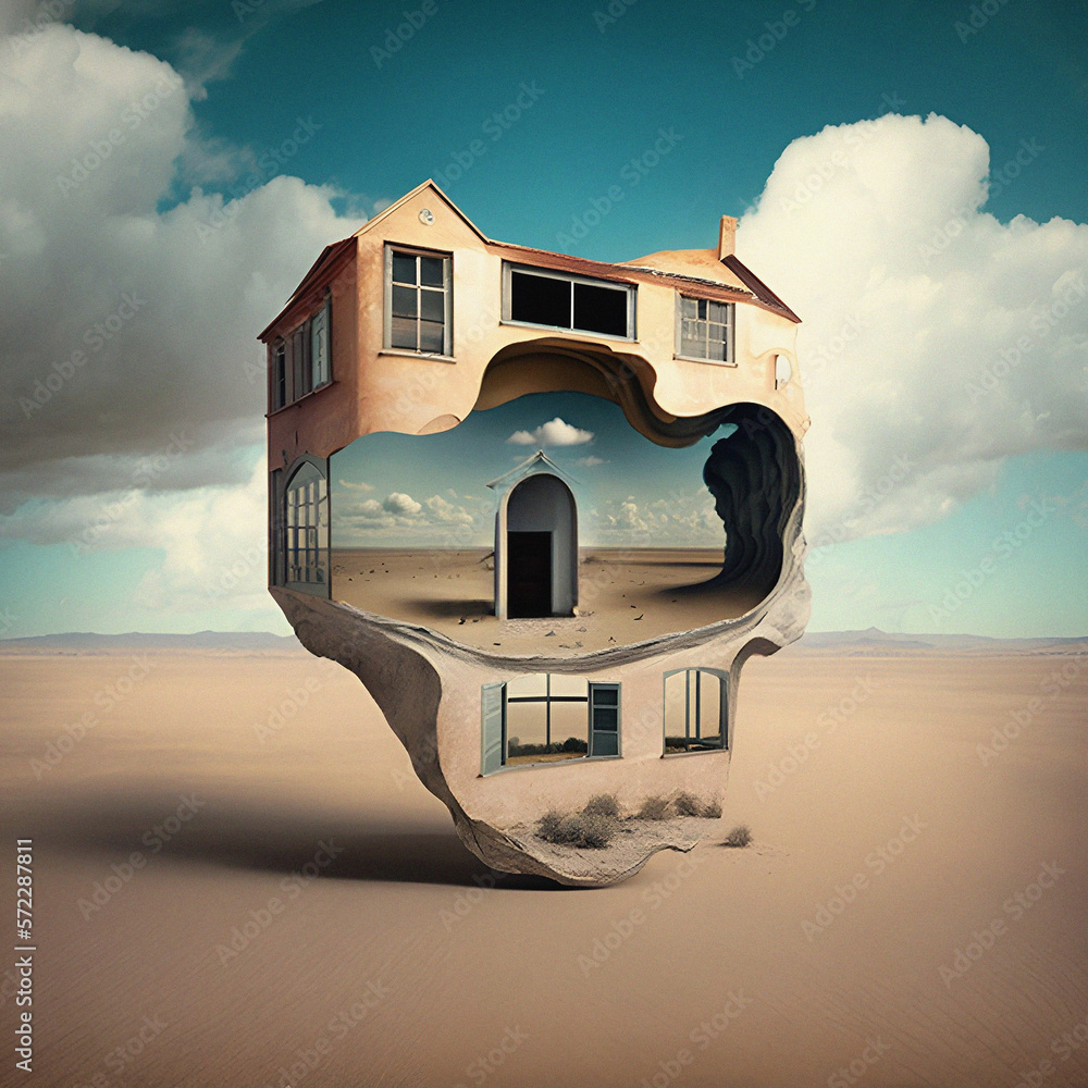 Strange worlds of artificial intelligence. Fantasy and reality. Surreal ...