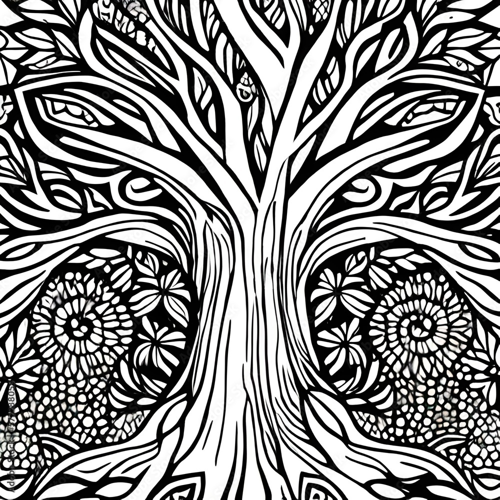 Colouring page, tree. Perfect to pass the time of day, just print it ...