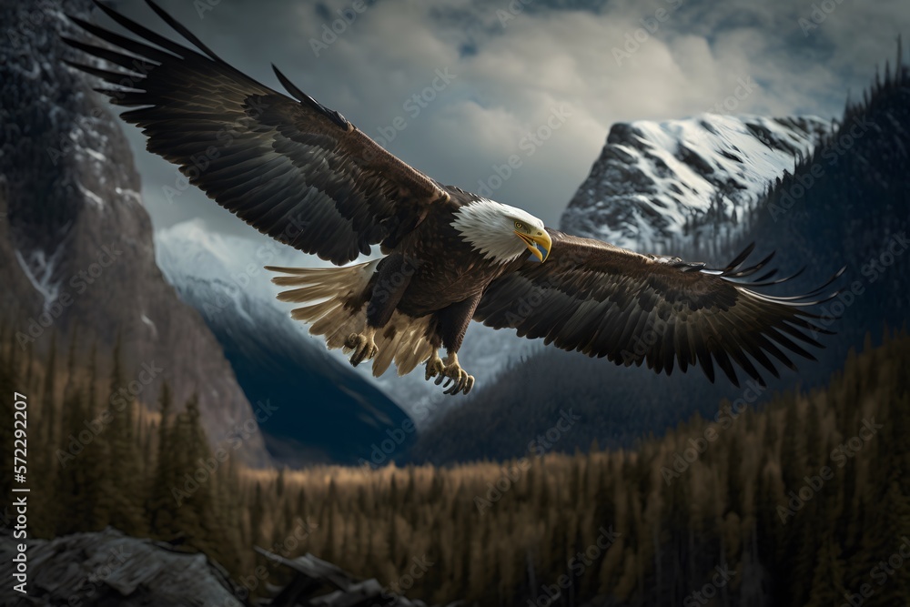 flying eagle created using AI Generative Technology Stock Illustration ...