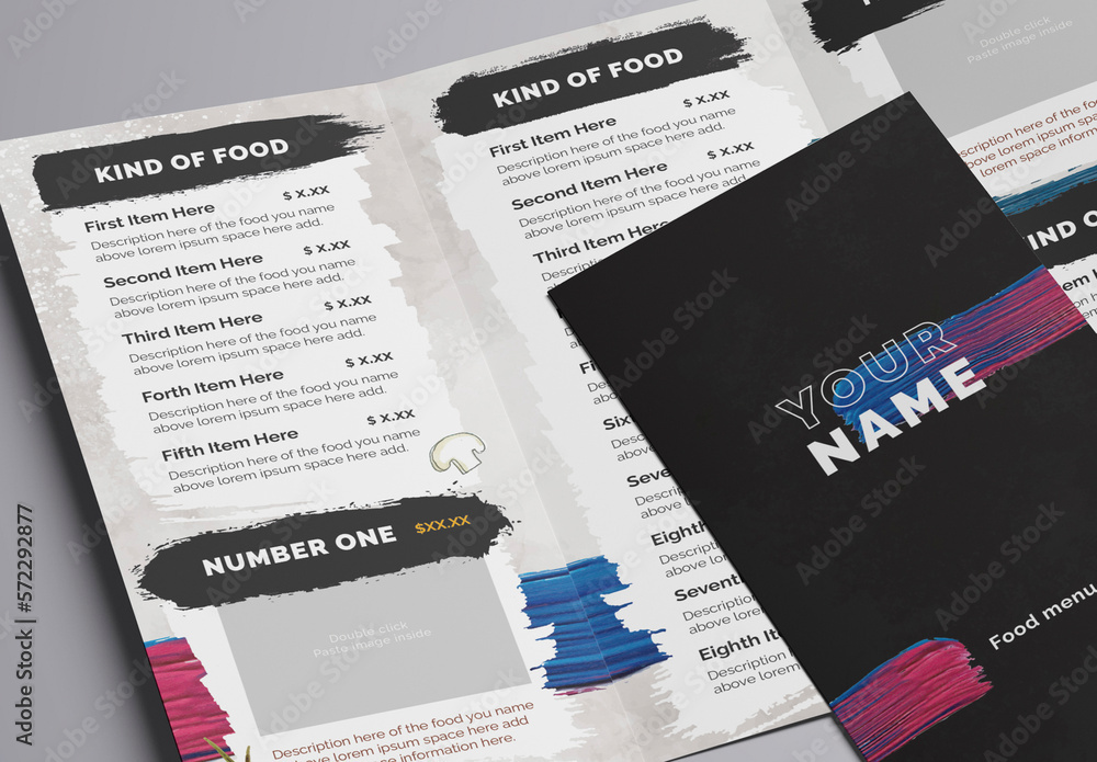 Art Food Menu A4 Trifold Flyer Stock Template | Adobe Stock