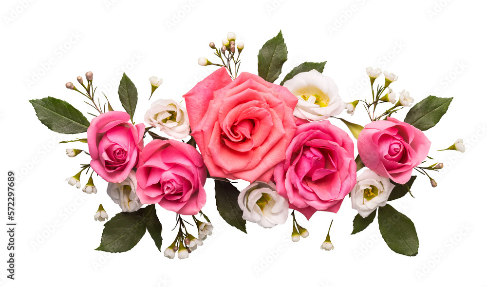 Flower arrangement of pink roses on transparent background. Mothers day ...