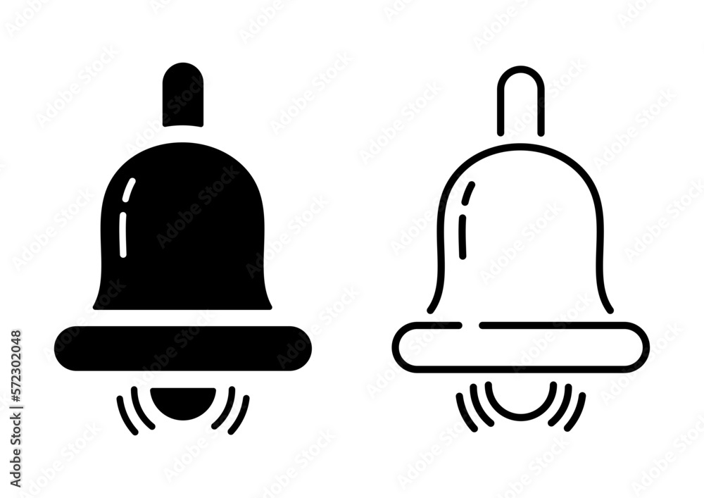Set of vector bell icons. Bell ringing symbol. Notification of an ...