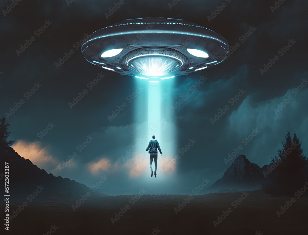 Man Being Abducted By Mysterious UFO Human Floating In Air During Dark ...