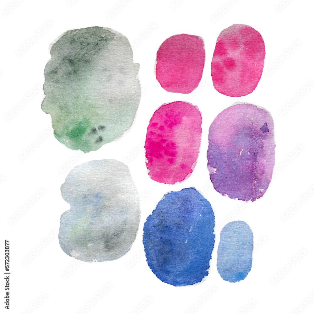 Watercolor simple abstract blobs clip art, simple paint spots ...