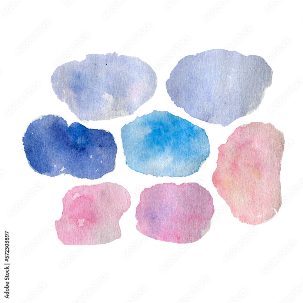 Watercolor simple abstract blobs clip art, simple paint spots ...
