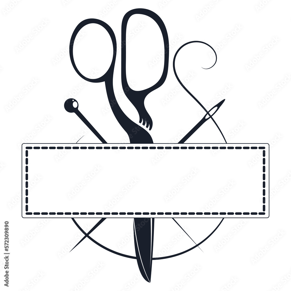 Tailors scissors needle and thread, design for sewing and cutting Stock ...