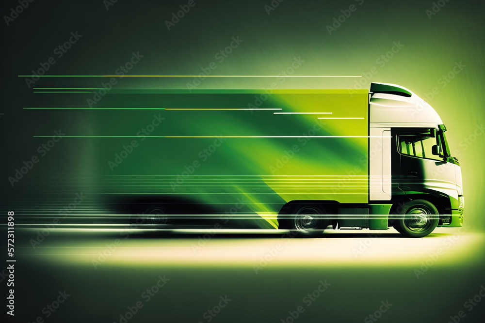 Green transportation concept with delivery truck in motion. Generative ...
