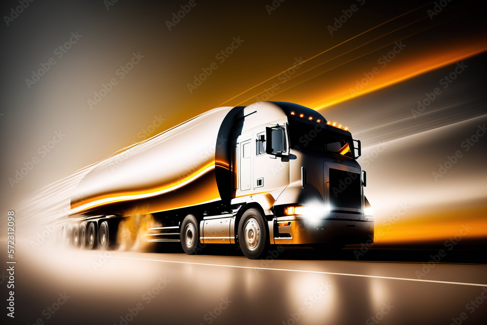 Abstract tanker truck concept driving at high speed. Generative AI ...