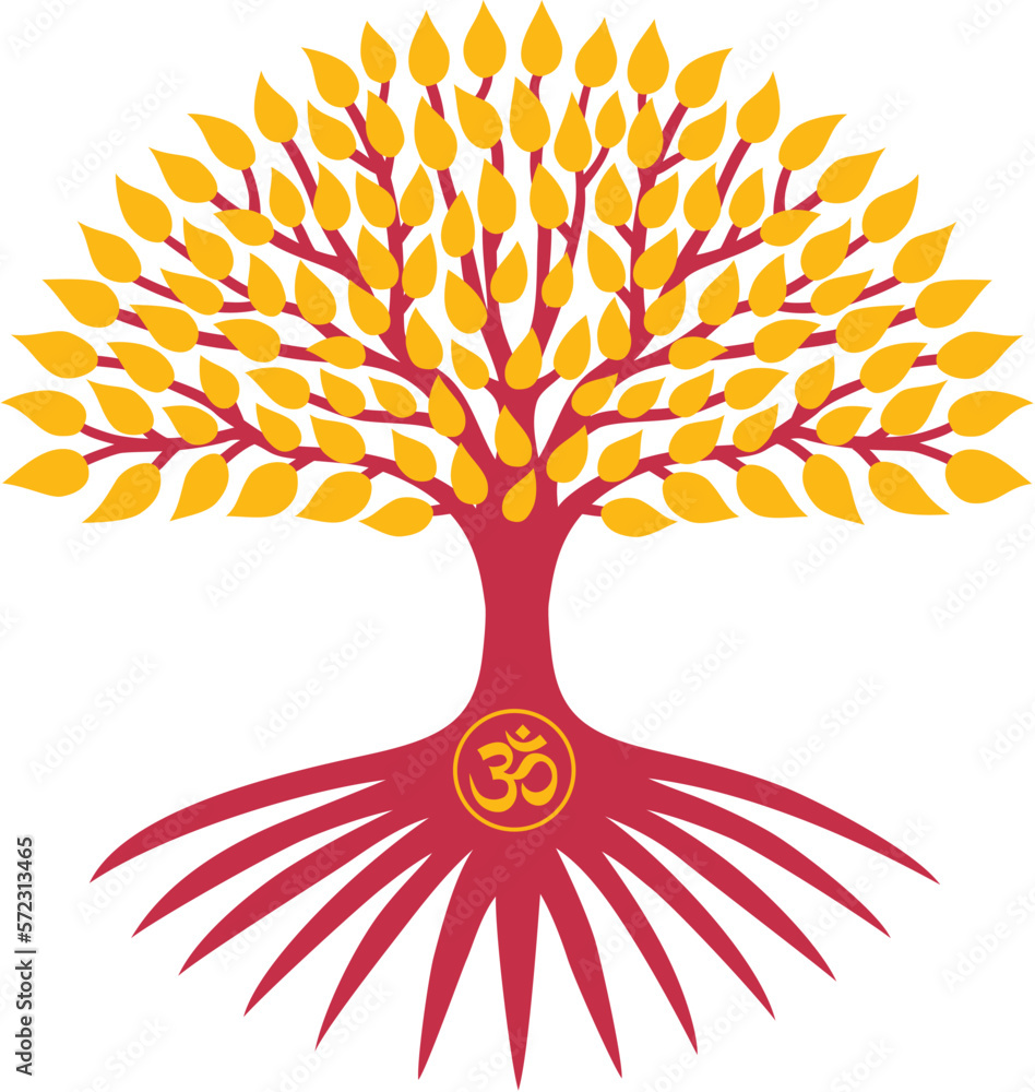 The tree of life with the sign om, aum, ohm in the center. Symbol of ...