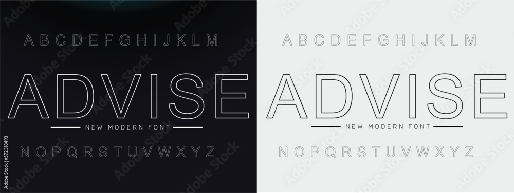 ADVISE Sports minimal tech font letter set. Luxury vector typeface for ...
