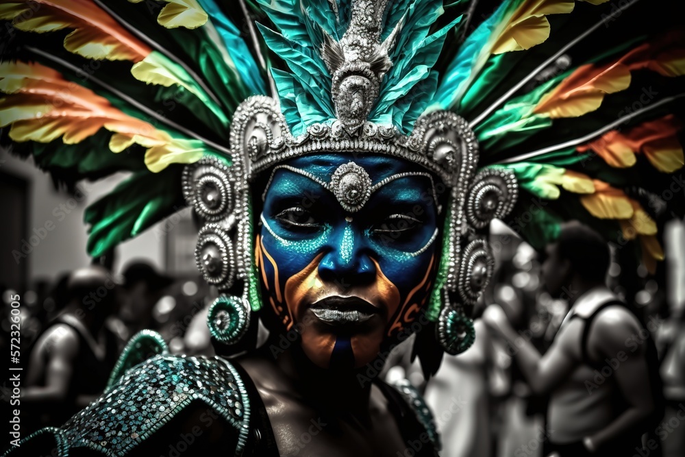 Masskara Festival street dance parade participant facing the camera ...
