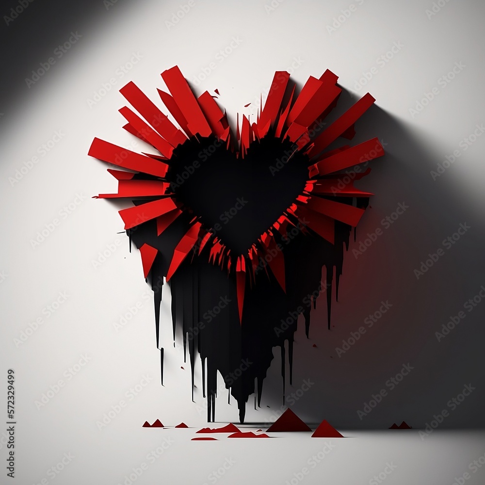 Abstract Red and Black Love Symbol Stock Illustration | Adobe Stock