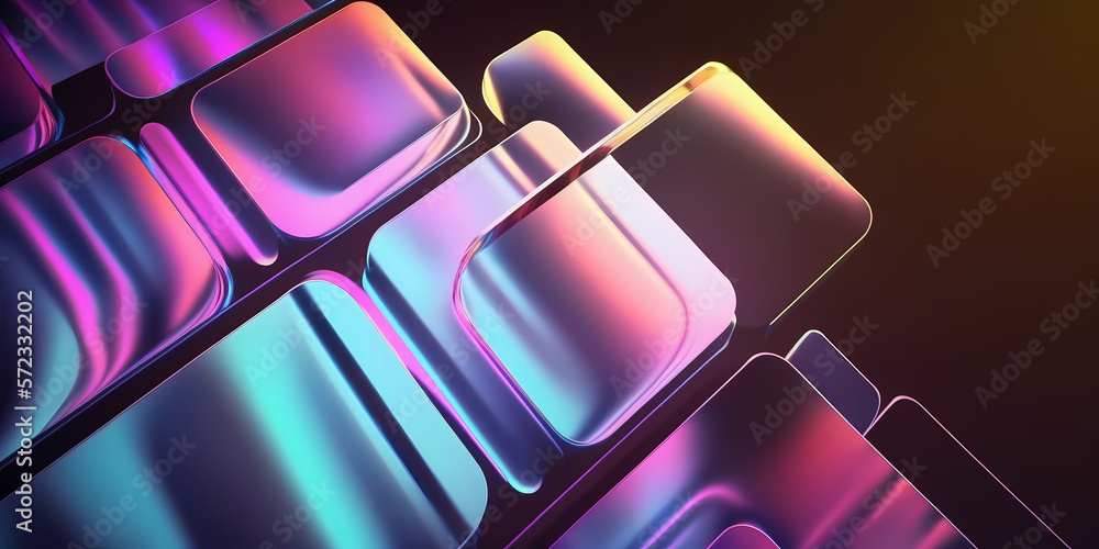 Abstract 3d background wallpaper with glass squares with colorful light ...