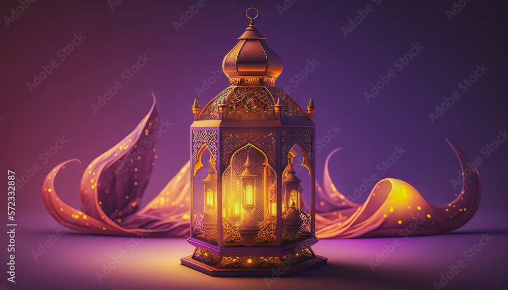 Generative AI illustration of Muslim Holy Month Ramadan Kareem Arabic ...