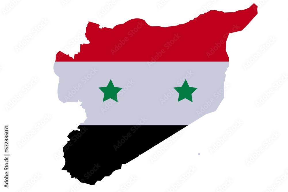 Syria Map with High detailed. Map of Syria filled with national flag ...