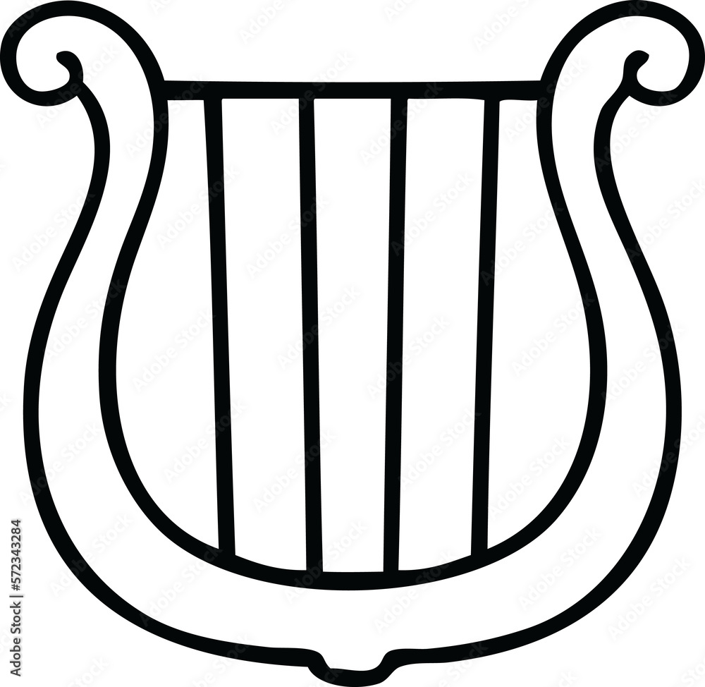 line drawing cartoon traditional harp Stock Illustration | Adobe Stock