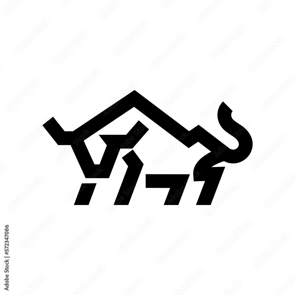 simple bull line icon logo vector design, abstract modern logo ...