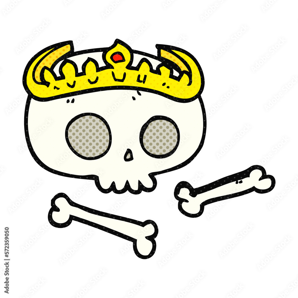 comic book style cartoon skull wearing tiara Stock Illustration | Adobe ...