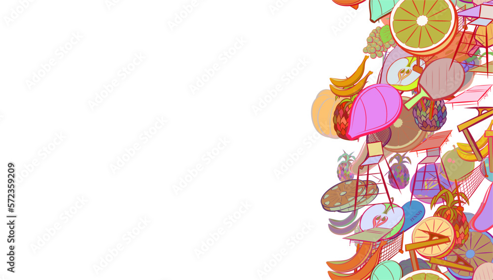 Background pattern abstract design texture. Tennis and Fruits. Vertical ...