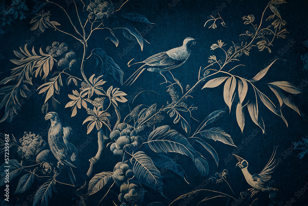 Ilustração do Stock: A chic vintage wallpaper of a rococo blooms ...