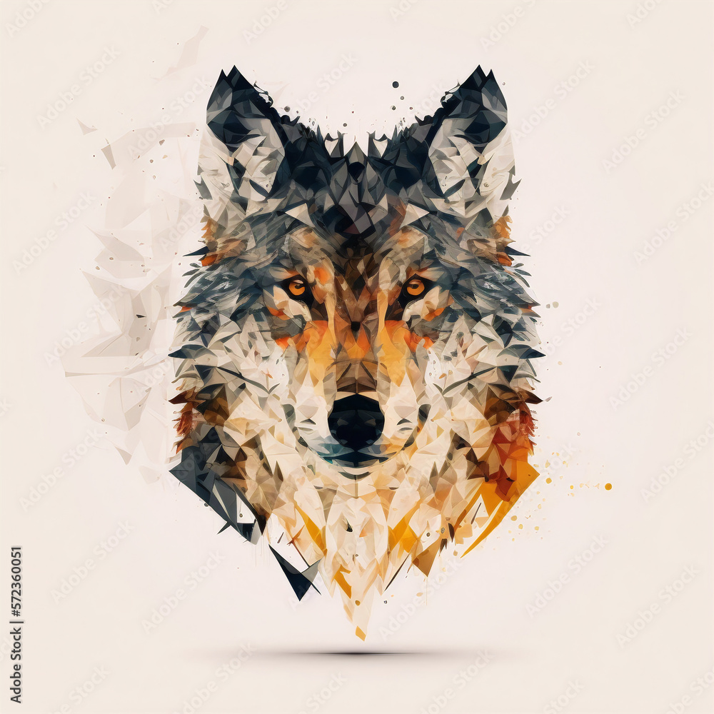 The Majestic Beauty of a Wolfs Face A Low-Poly Digital Art Portrait, AI ...