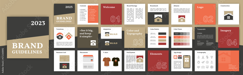 Brand Guidelines template. Corporate Guide line identity presentation ...