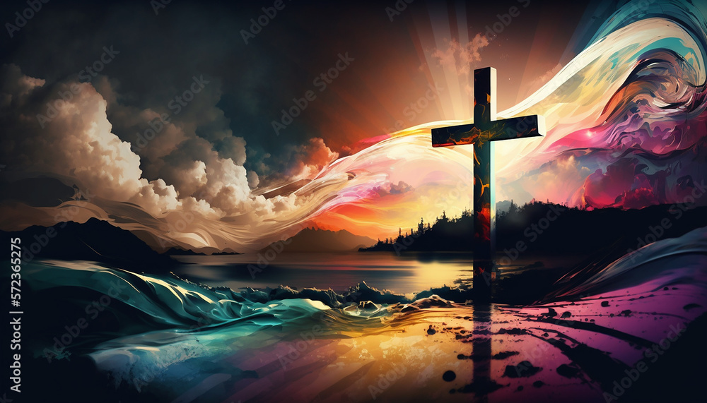 Christian background with Christian cross symbol, Generative ai Stock ...