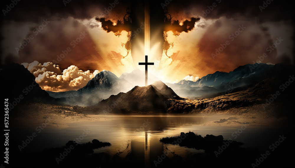 Christian background with Christian cross symbol, Generative ai Stock ...