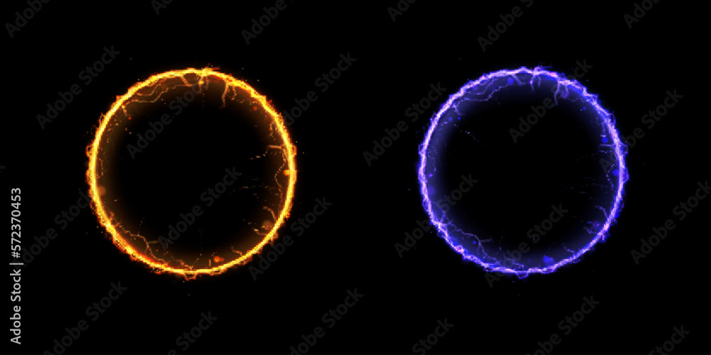 Bright ball lightning A strong electric charge of energy in one ring ...