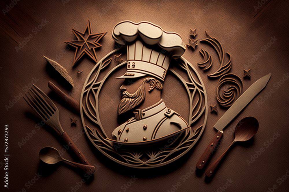 Chef symbol, ideal for writing the name, copy space, restaurant ...