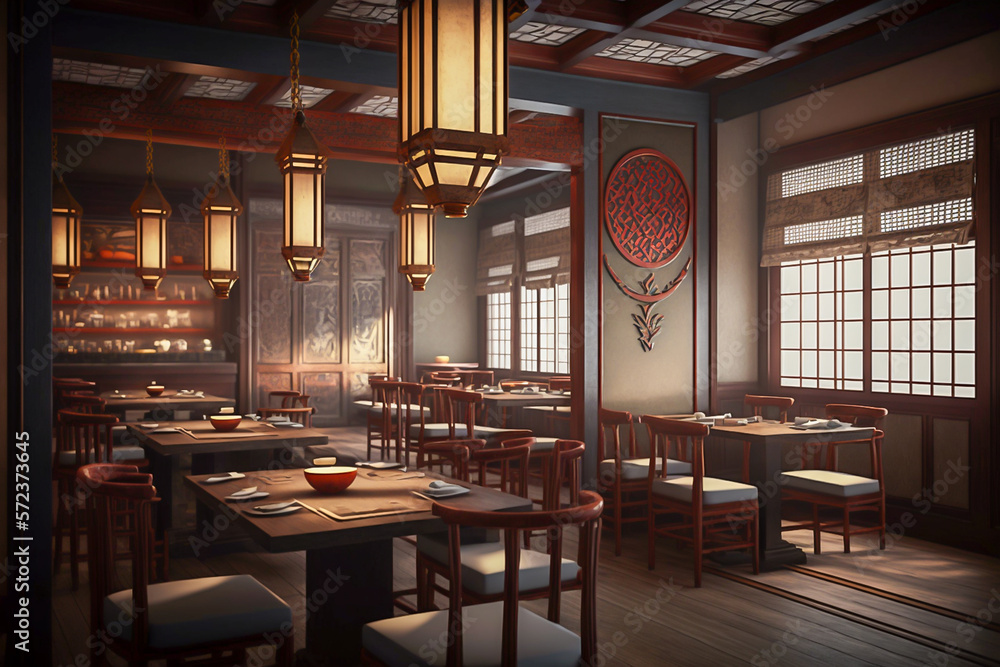 Fancy asian restaurant interior design, generative ai Stock ...