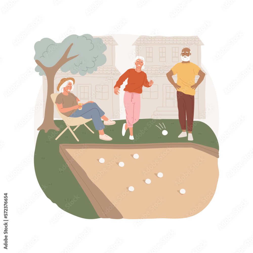 Bocce ball isolated cartoon vector illustration. Petanque game, senior ...