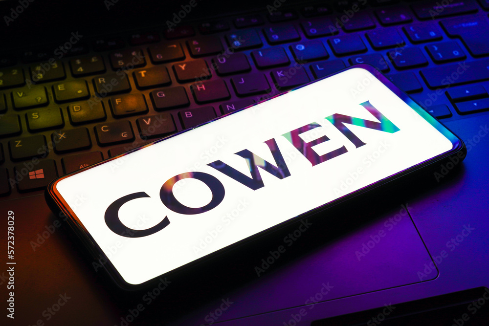 February 16, 2023, Brazil. In this photo illustration the Cowen Inc ...