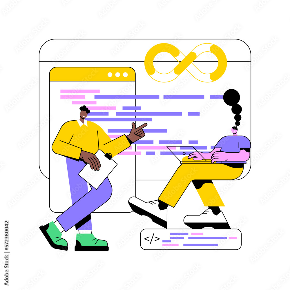 DevSecOps workflow isolated cartoon vector illustrations. Group of ...