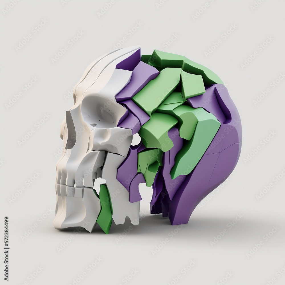 Ludzka czaszka 3d z półkulami mózgowymi, Human 3d skull with brain ...