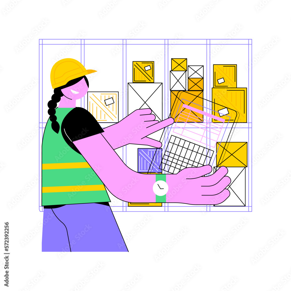 Inventory tracking isolated cartoon vector illustrations. Warehouse ...