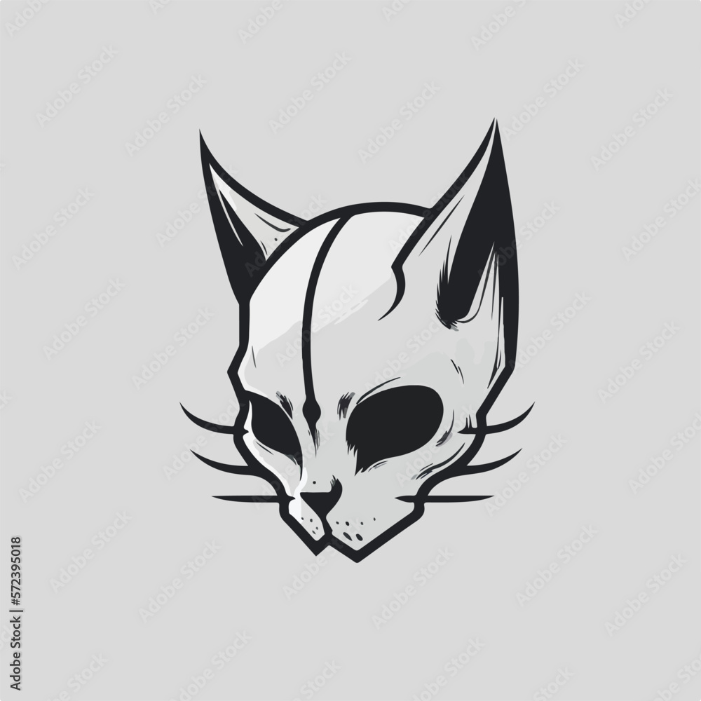 Cat logo design, vector set. The illustration of a black and white cat ...