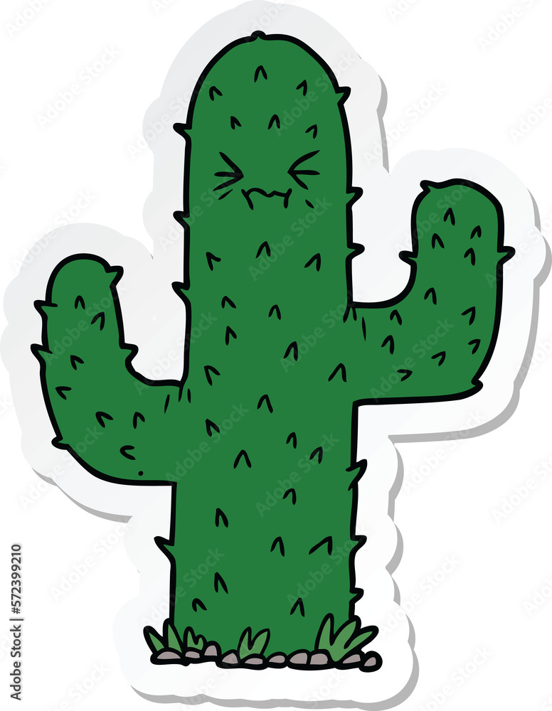 sticker of a cartoon cactus Stock Illustration | Adobe Stock