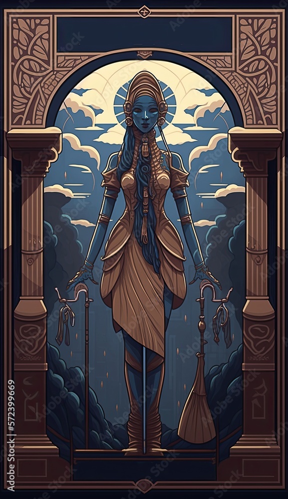 Egyptian Goddesses, Tefnut, AI generative illustration in art nuveau ...