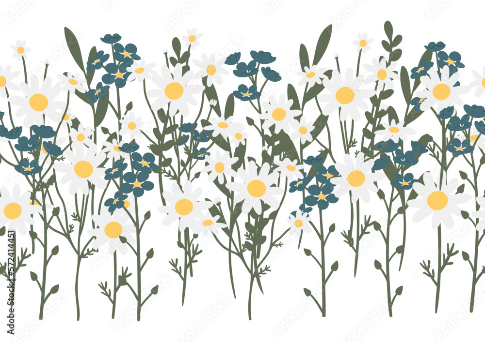 wildflower border clipart, cottagecore woman illustration, vector ...