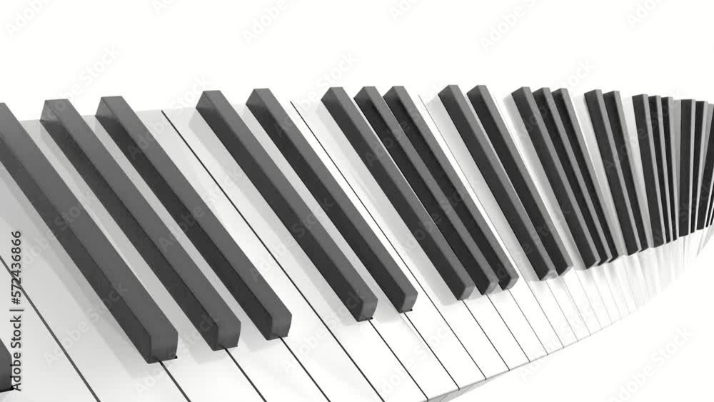 Elegant piano keys moving, close up.Tracking backwards shot. Slow ...