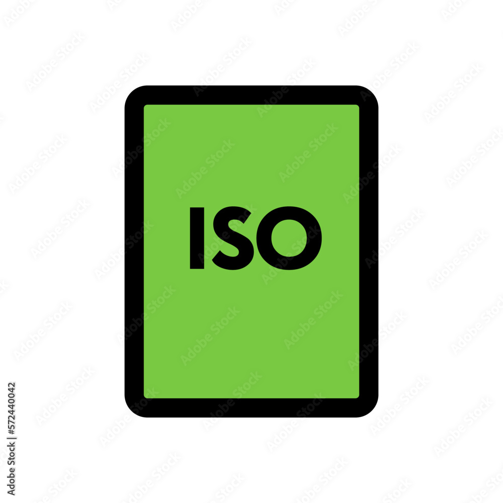 ISO file icon line isolated on white background. Black flat thin icon ...