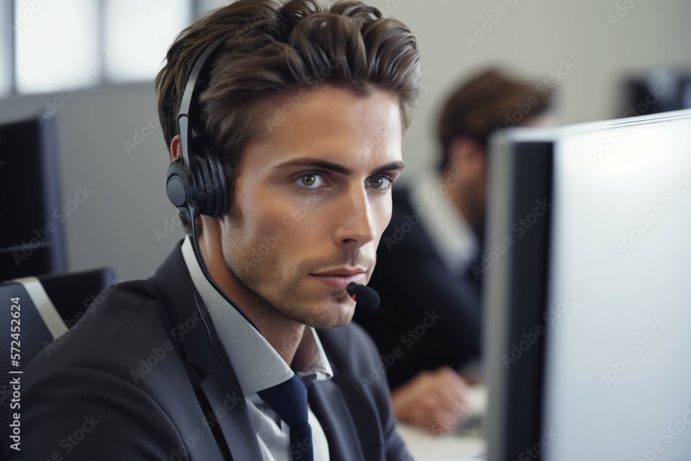 male callcenter operator, business man, generated with ai tools Stock ...
